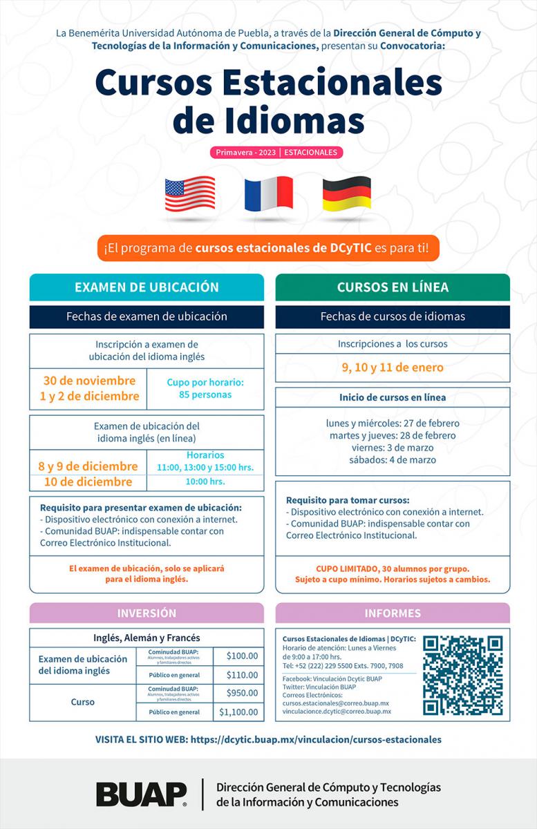 Cursos Estacionales de Idiomas | Benemérita Universidad Autónoma de Puebla